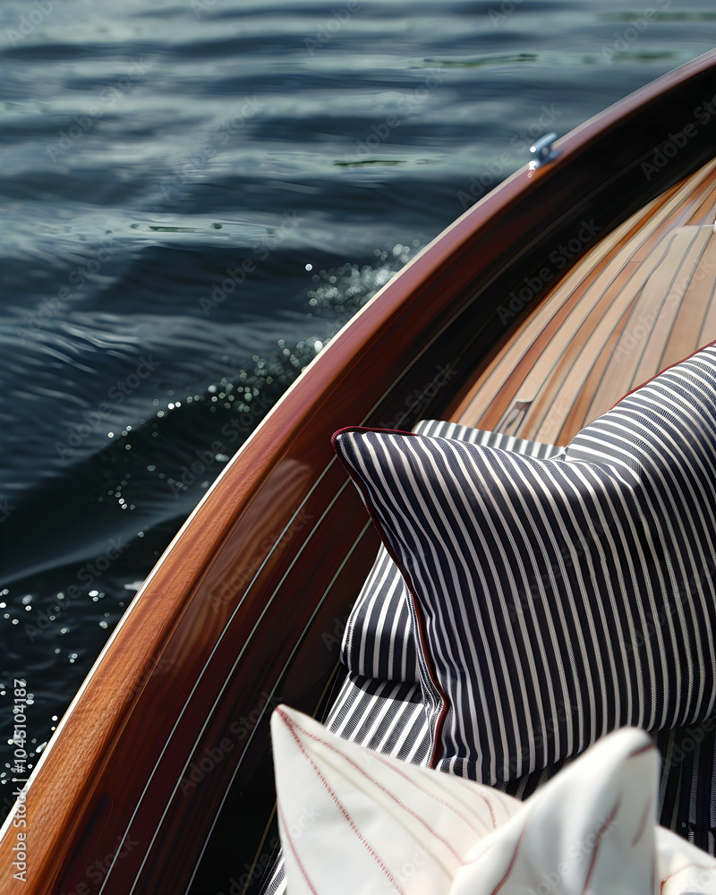 Part of a boat, specifically the stern, with an elegant and classic ...