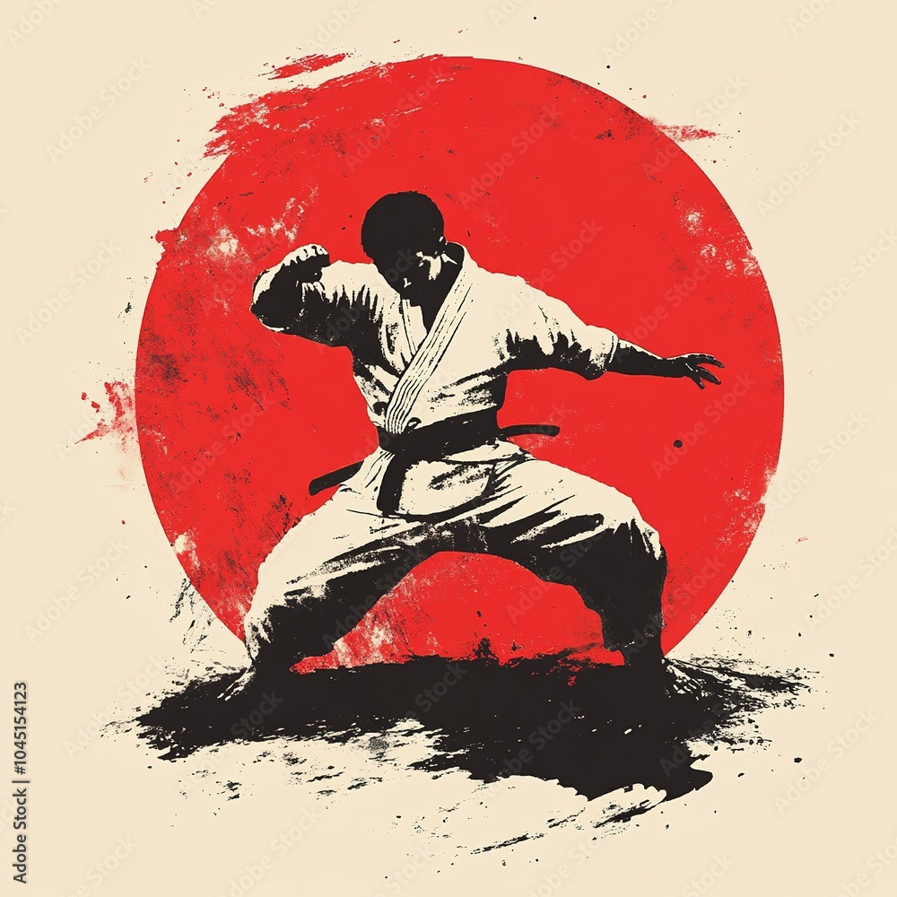 Martial artist in traditional outfit doing kung fu pose, vintage ...