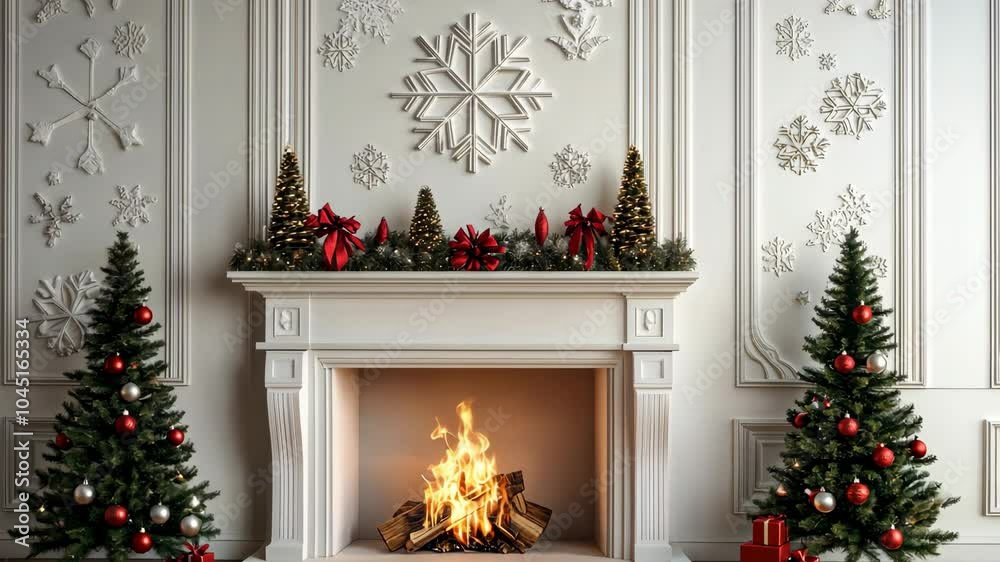 Unique holiday fireplace with abstract representations of traditional ...