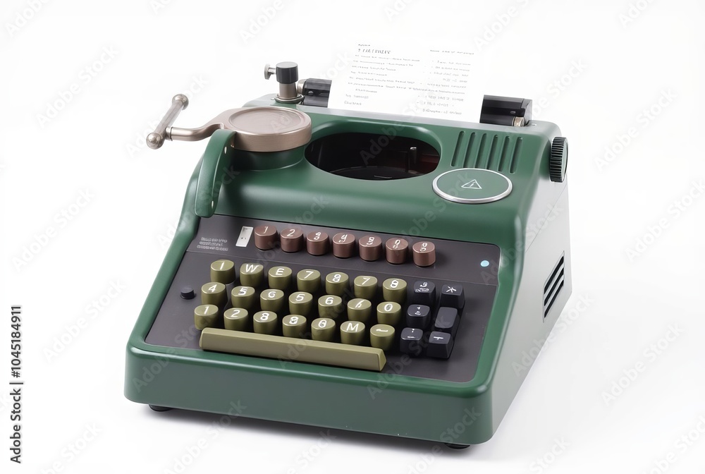Vintage adding machine A green adding machine with a large crank Stock ...