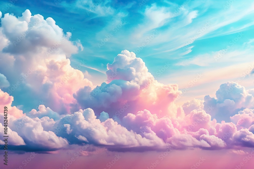 Forced perspective pastel dreams soft cloudscape in a pink palette dissolving into a bright sky ...