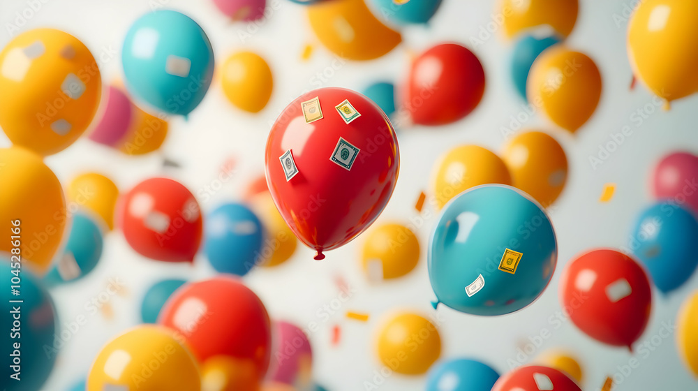 3D Inflation Balloon Pop Concept Seamless Tile Pattern Cartoon Balloons ...