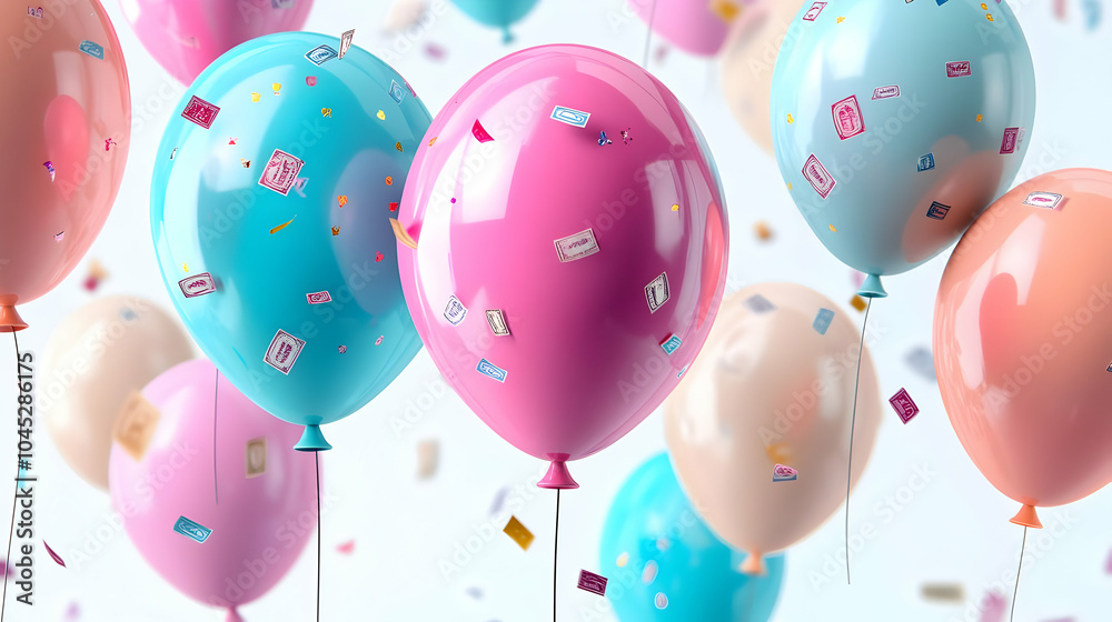 3D Inflation Balloon Pop Concept Wide Shot Seamless Tile Pattern ...