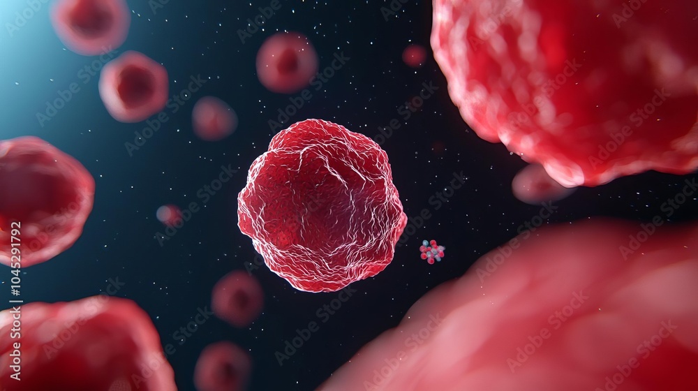 Microscopic biological interactions with nanoparticles, shown under an ...