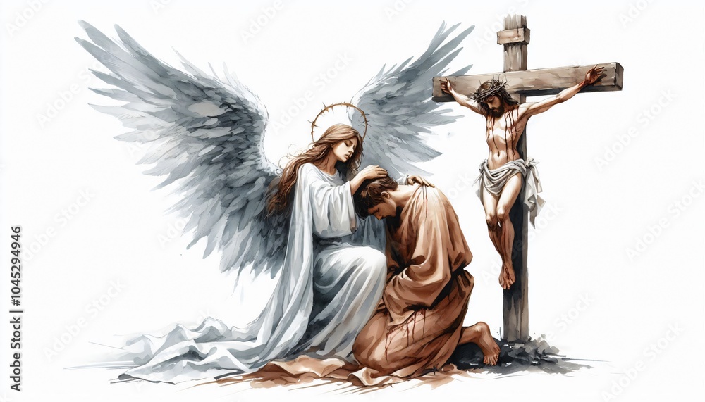 Angel at Crucifixion Capture an angel weeping or comforting Mary at ...
