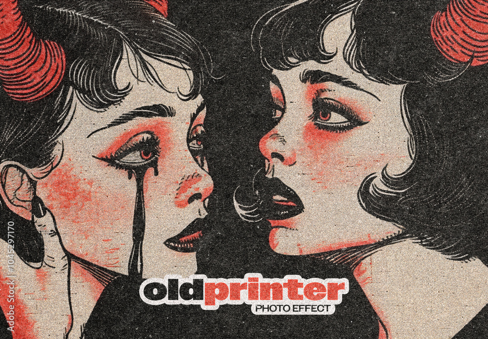 Old Printer Photo Effect Mockup Stock Template | Adobe Stock