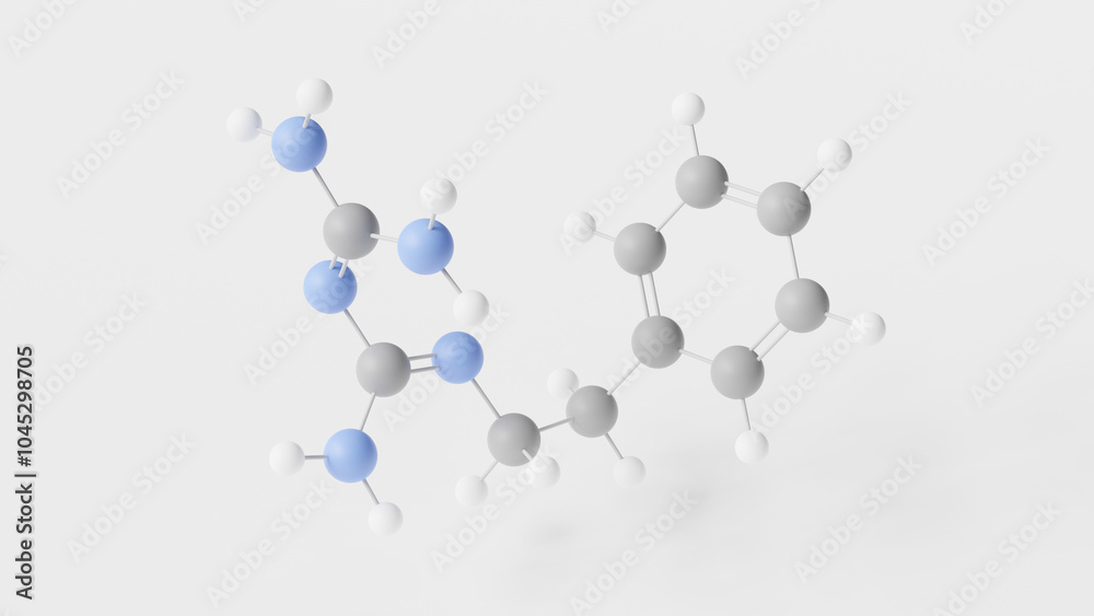 phenformin molecule 3d, molecular structure, ball and stick model ...