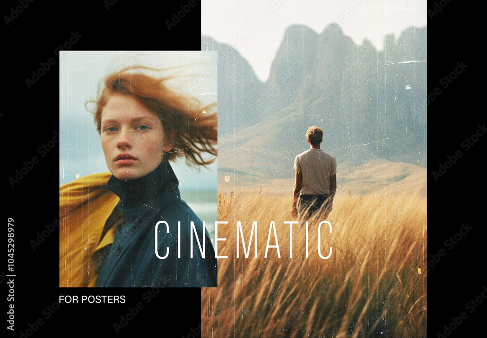 Vintage Cinematic Poster Photo Effect Mockup Stock Template | Adobe Stock