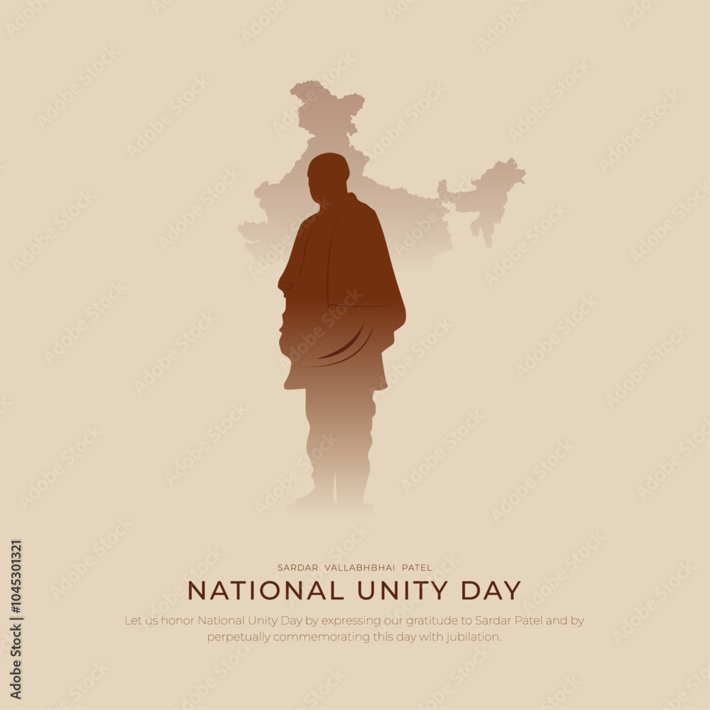 National Unity Day Post and Greeting Card. Statue of Unity of Sardar ...