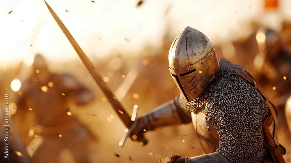 Epic Medieval Battle Scene - Knights in Armor Charging with Dust and ...