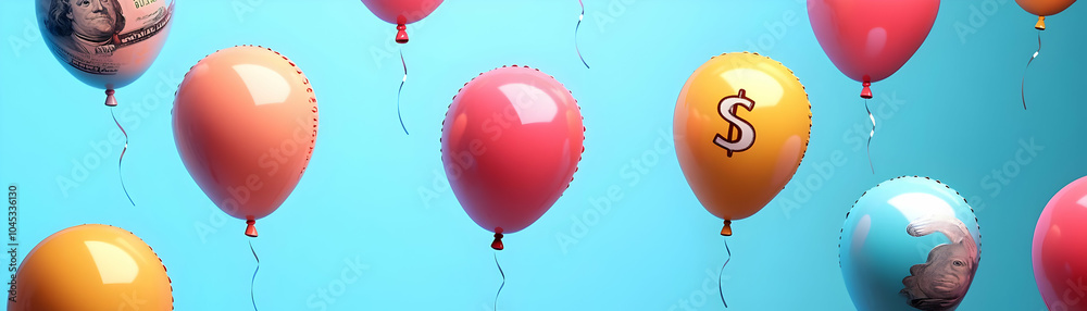 Minimalist Inflation Balloon Pop Concept - Cartoon Balloons with ...