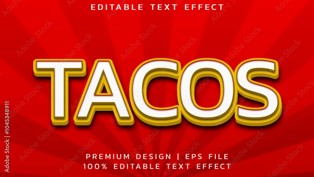 tacos text effect template design with bold font style and cartoon ...