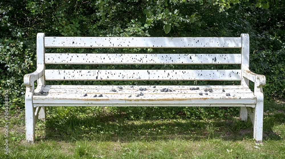 Pigeon Droppings on Park Benches: Soiled park benches due to pigeons ...