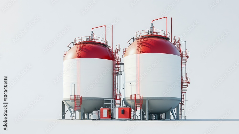natural gas storage tanks, gas tank model with clear labels, isolated ...