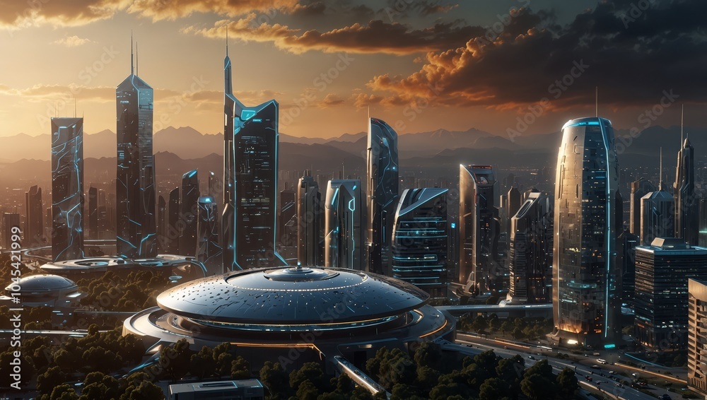 A futuristic city where healthcare is driven by nanotechnology ...