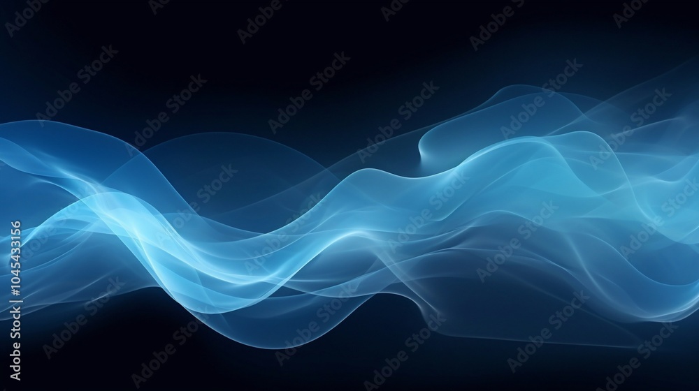 Blue air flow wave effect. Design for visualizing air or water flow ...