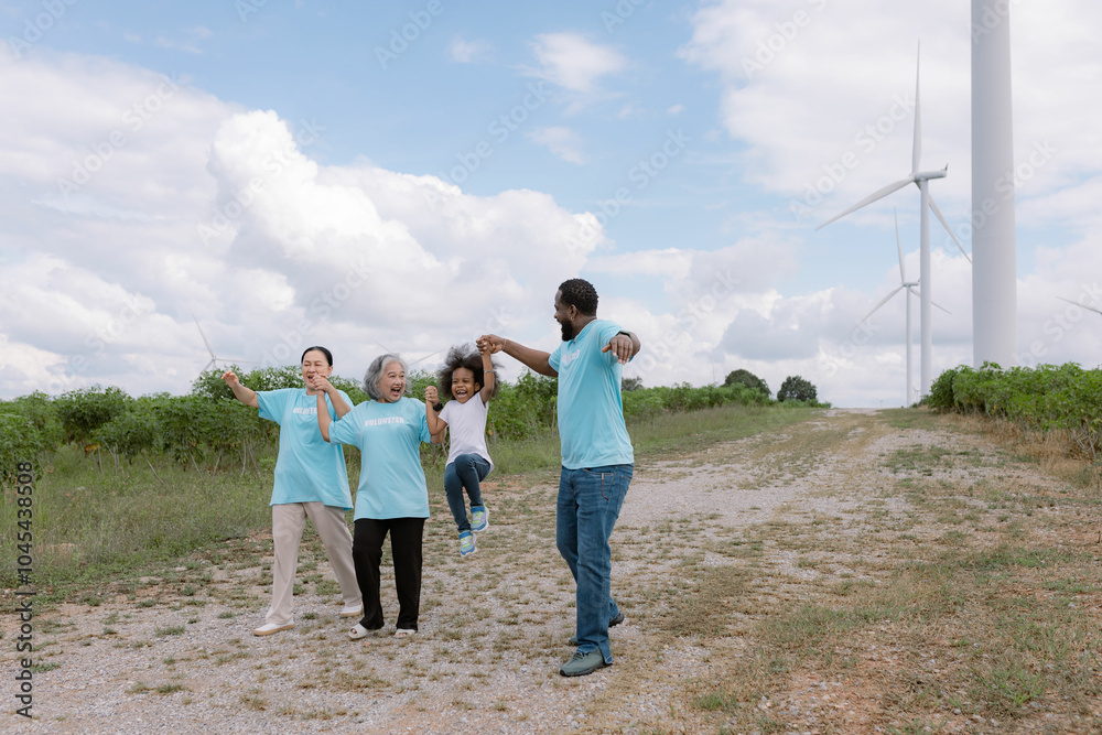This family is relaxing in a windmill field surrounded by nature. Most ...