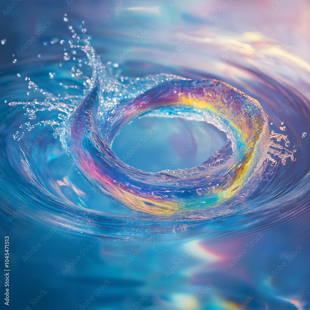 A swirling water splash shaped like an infinity symbol, with tiny ...