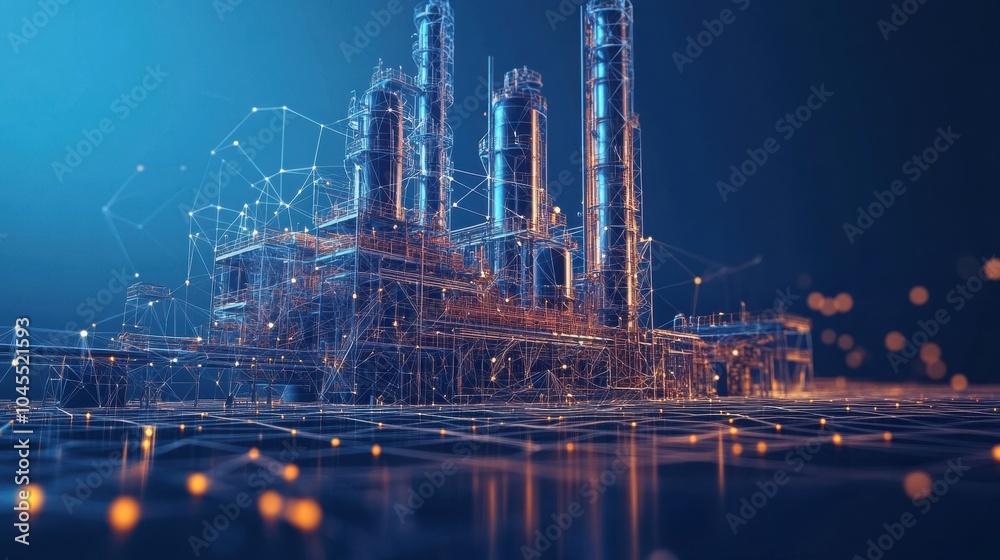 Oil production low poly wireframe banner template. Polygonal naphtha ...