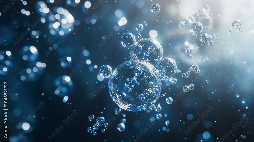 Bubbles floating in blue underwater scene create serene atmosphere ...