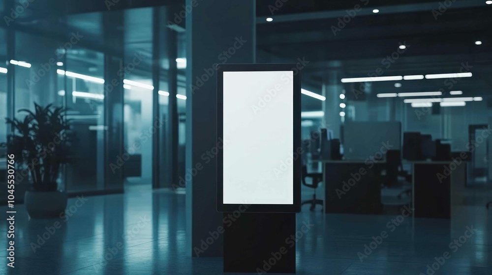 Blank digital sign mockup set in a high-tech office environment Stock ...