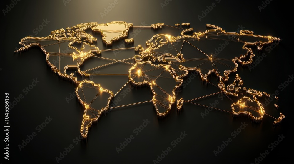 A world map with detailed trade routes depicted by thin lines ...