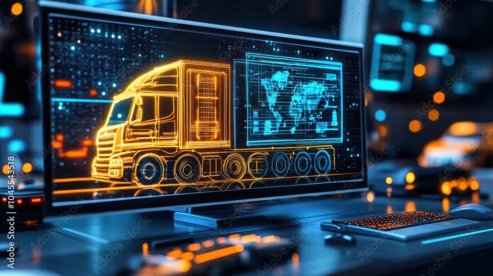 Large screen in a dispatch room displaying real-time vehicle tracking and logistics flow. Stock ...