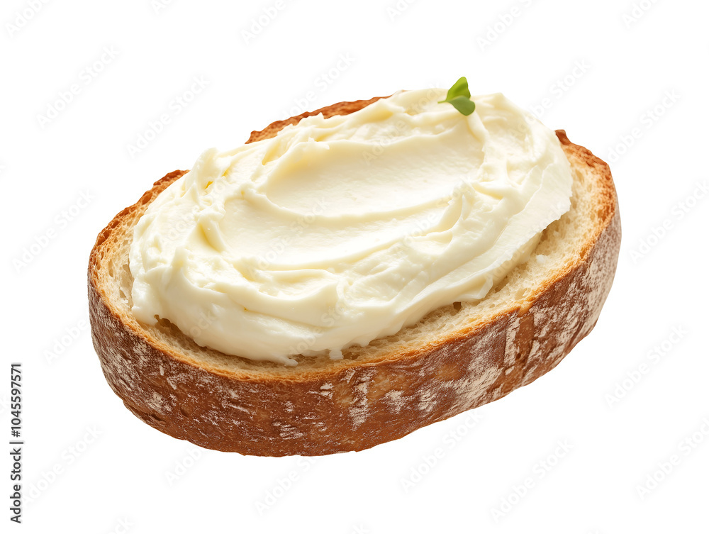 Slice of bread with cream cheese isolated on transparent or white ...