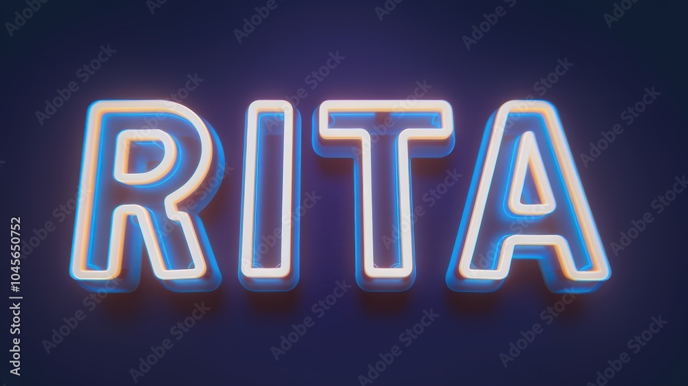 Neon Sign Style: Bright, glowing letters spelling 'RITA' against a dark ...