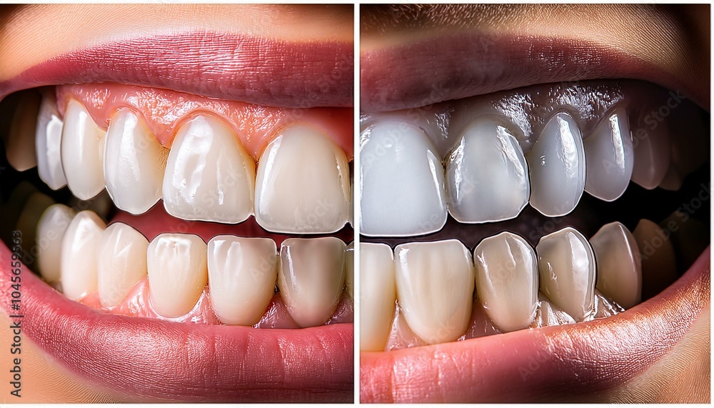 a before and after photo of teeth with a bright white tooth tone the ...