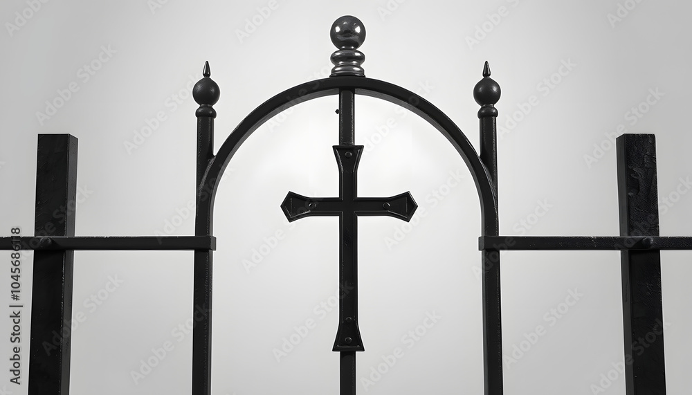 Fence with a cross symbol, representing a religious boundary or ...