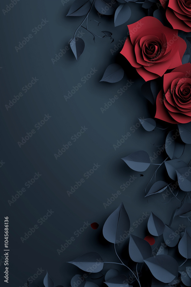 Elegant dark floral pattern background with red and blue roses, perfect ...