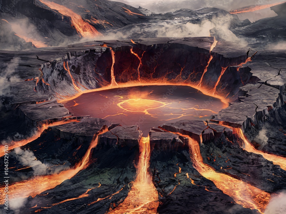 DnD Battlemap: Fiery Lava Pit with Cracked Terrain and Volcanic ...