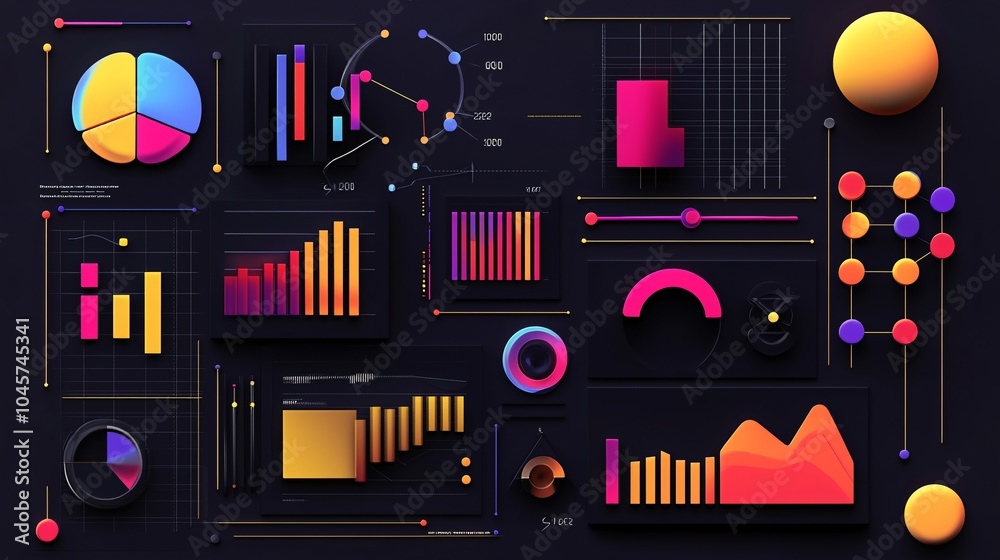 This vibrant 3D static chart features bold and bright hues, perfect for ...