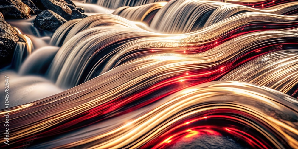 Luxury Golden Glowing Stream with Curves in High Dynamic Range Video ...