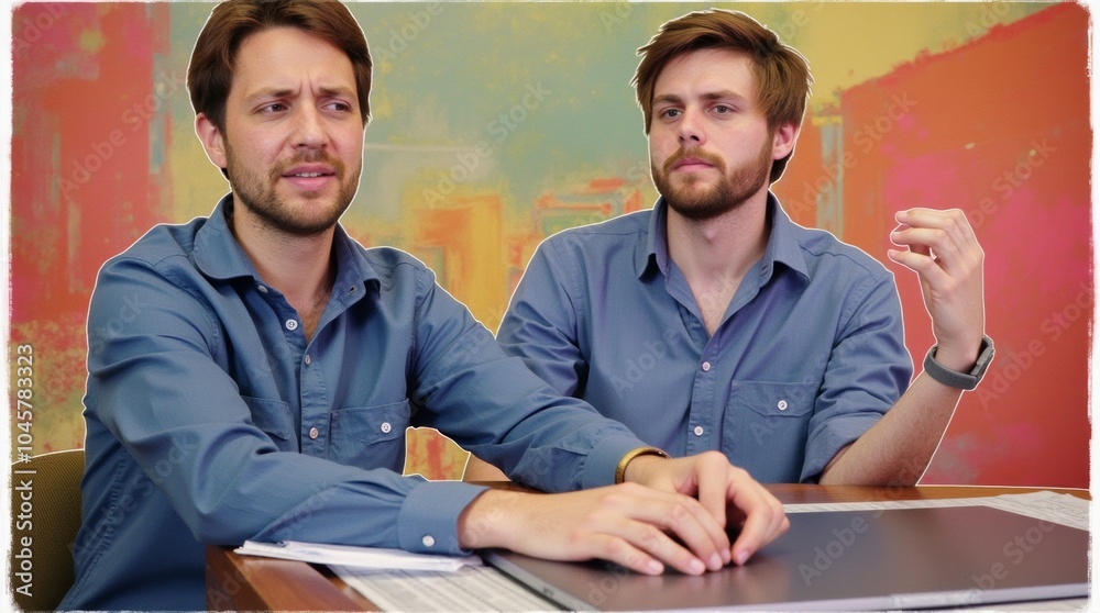 Composite photo collage of confused employee workers receive refusal ...