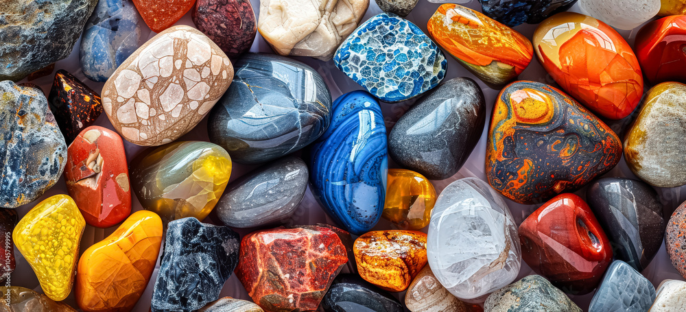 Pile of colorful rocks with a variety of colors and sizes. The rocks ...