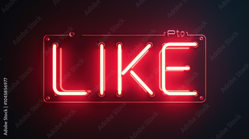 Trendy Neon ‘Like’ Sign Image - Vibrant Red Neon Sign for Social Media ...