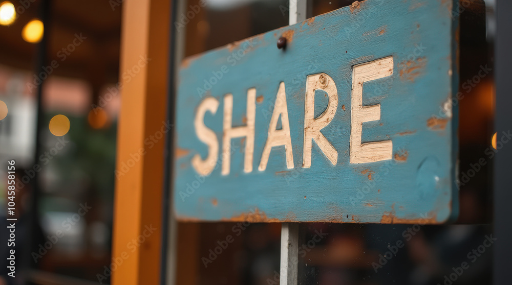 Vintage and Rustic Share Sign for Social Media, Community, and ...