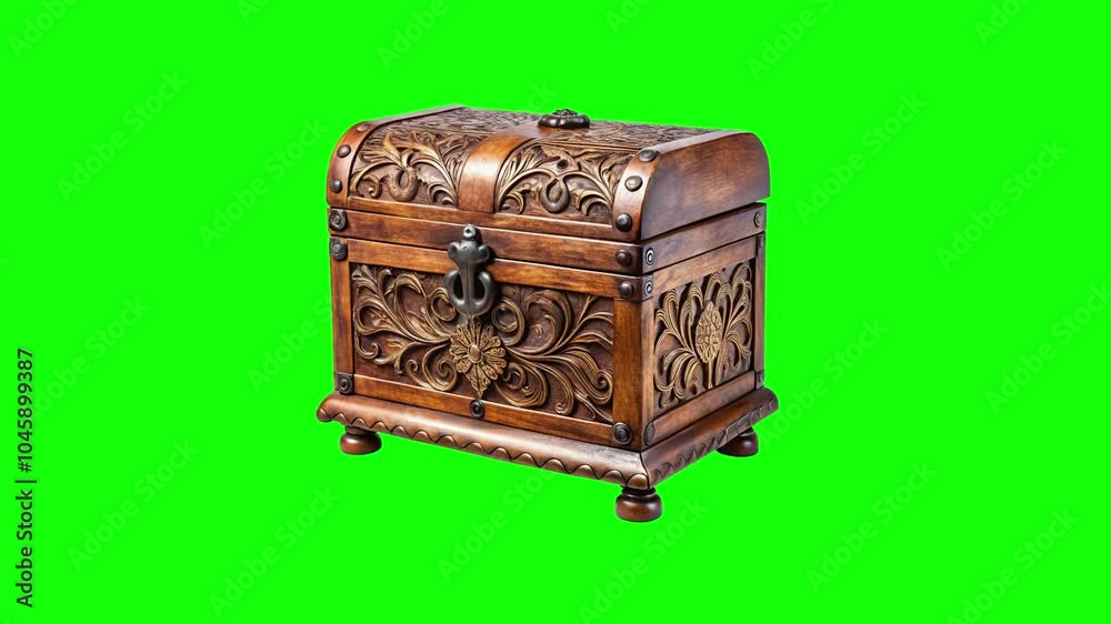 old wooden box green screen animation motion graphic with chroma key ...