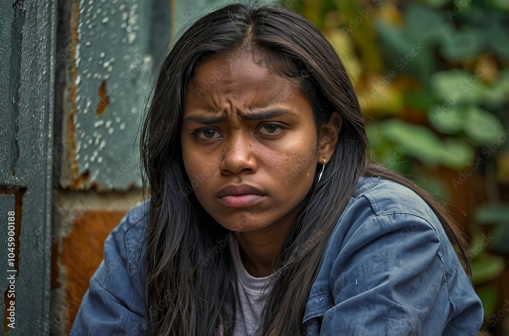 Lonely and Sad Black Woman with Exhausted Expression, Facing Emotional ...
