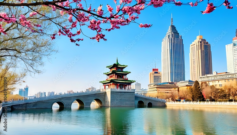 Taiyuan City's landmarks embrace spring with traditional style ...