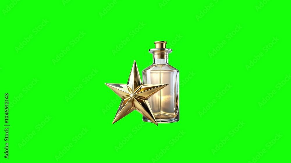 Star with bottle green screen animation motion graphic with chroma key ...