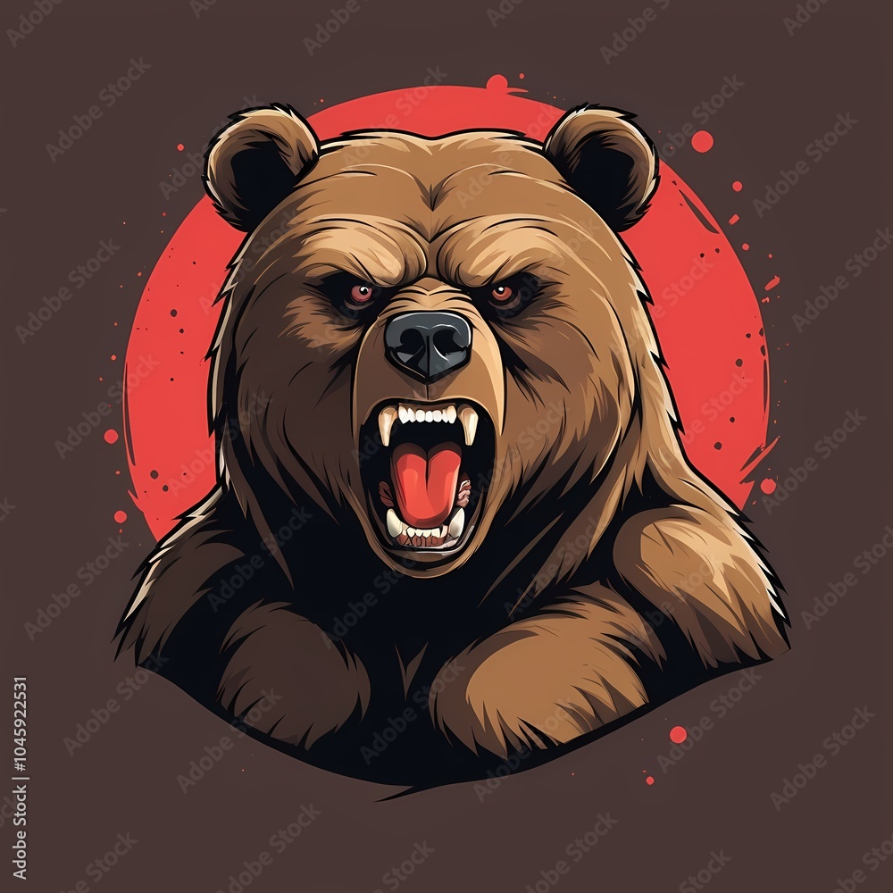 angry bear vector, ferocious bear illustration, bear growling vector ...