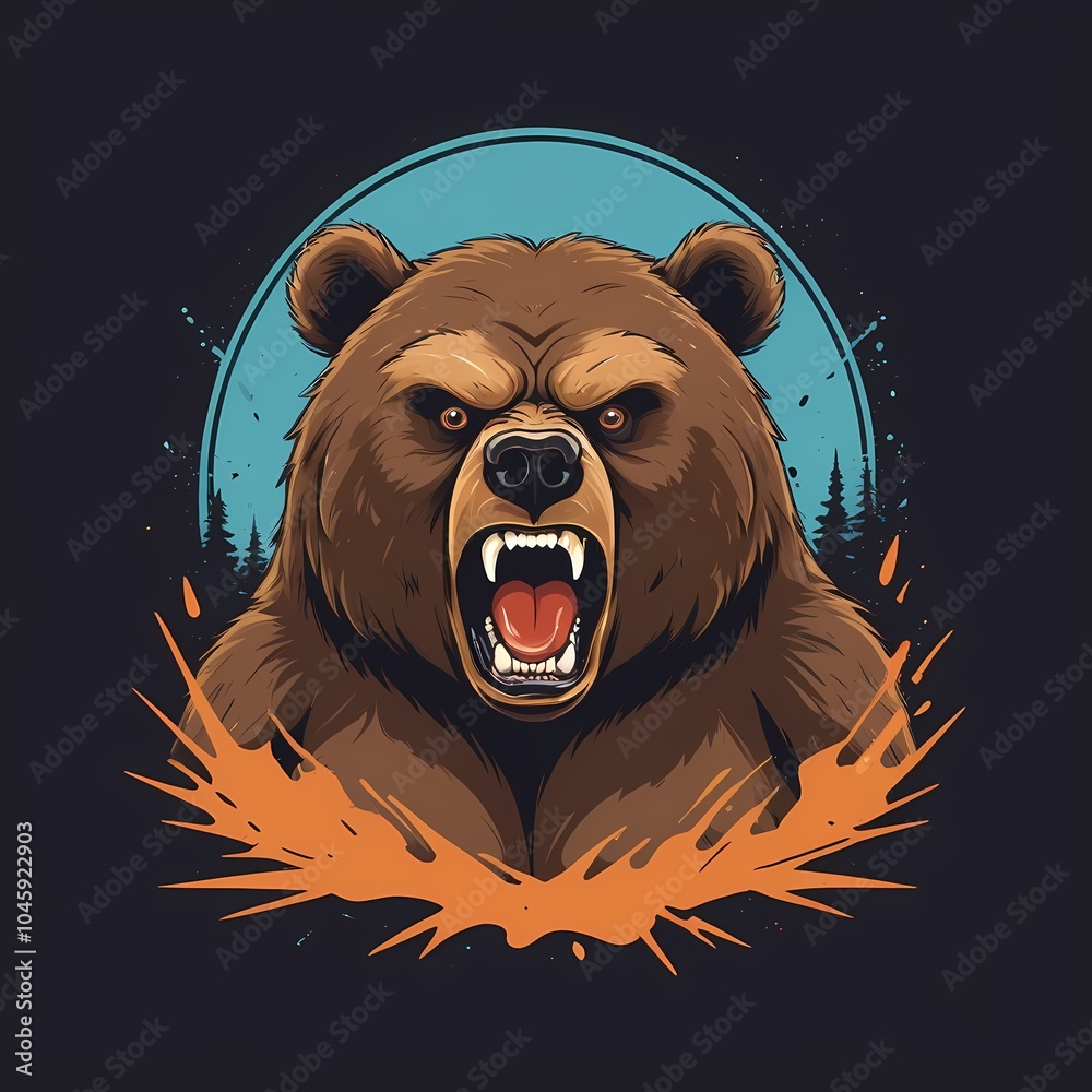 angry bear vector, fierce bear illustration, aggressive bear drawing ...
