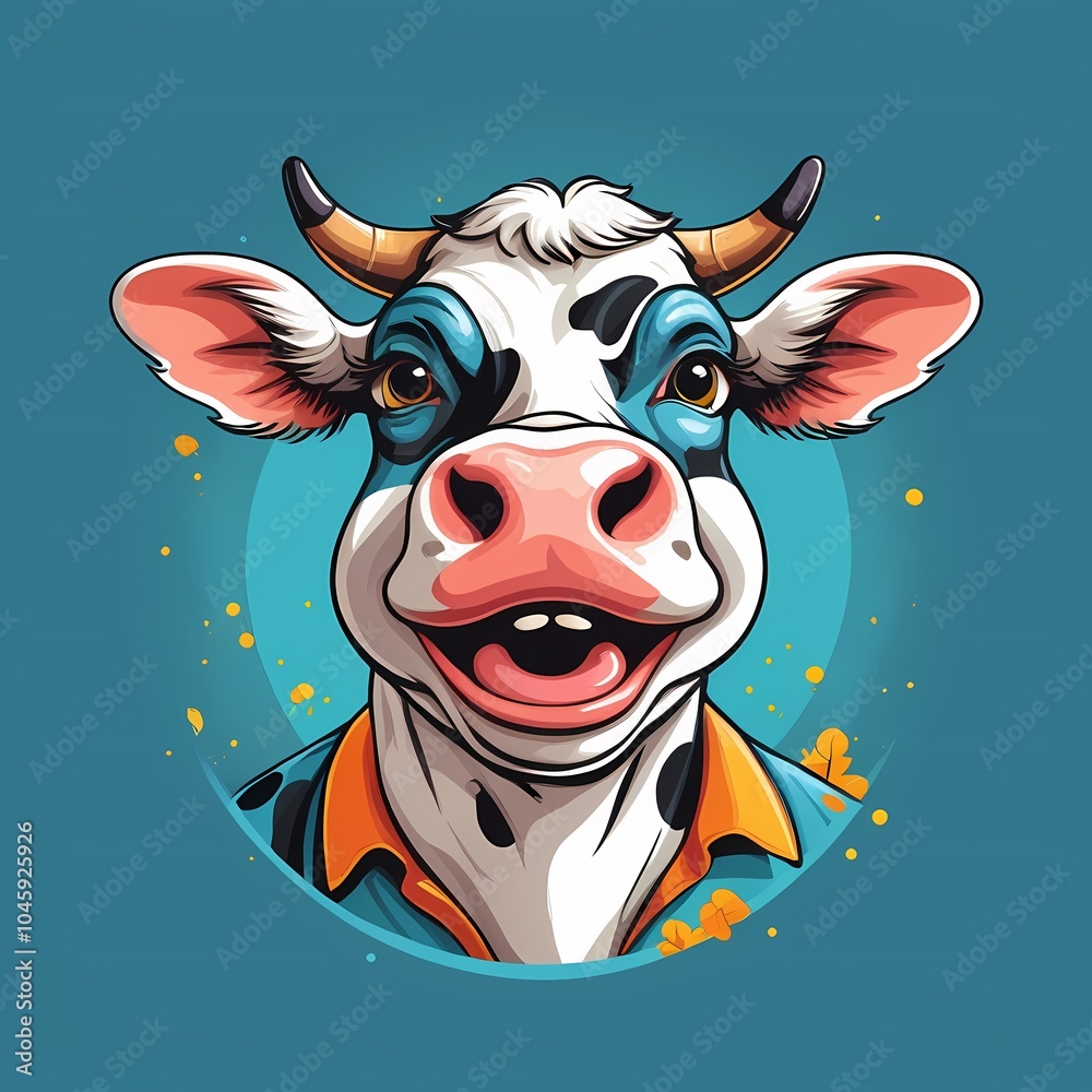 happy cow vector, smiling cow illustration, cheerful cow art, cute cow ...