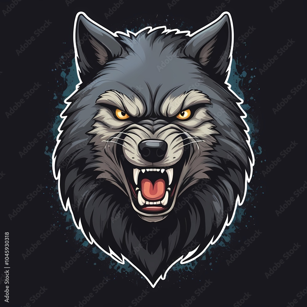 angry wolf vector, fierce wolf illustration, growling wolf artwork ...