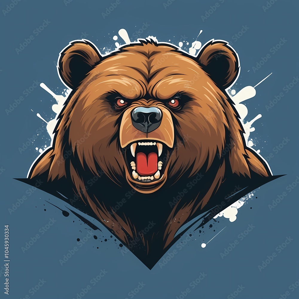 angry bear vector, ferocious bear illustration, aggressive bear artwork ...