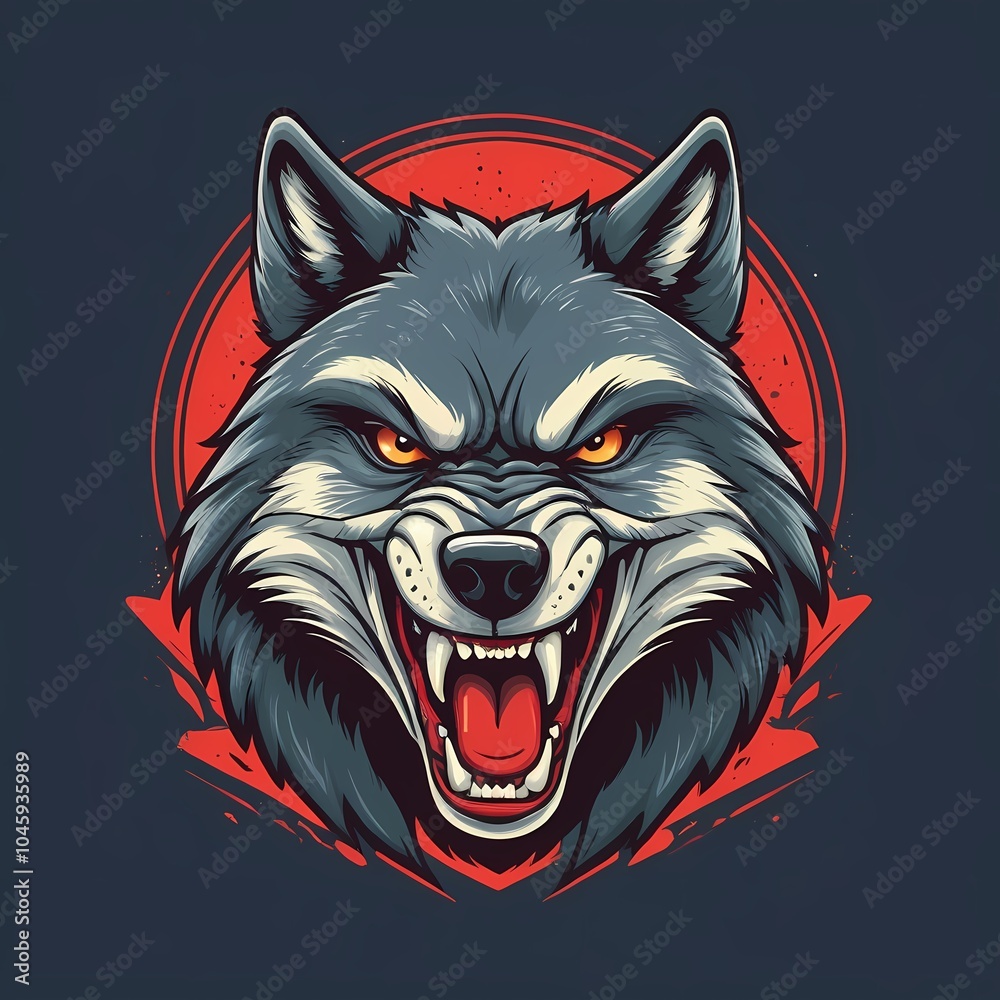 angry wolf vector, fierce wolf illustration, howling wolf design ...