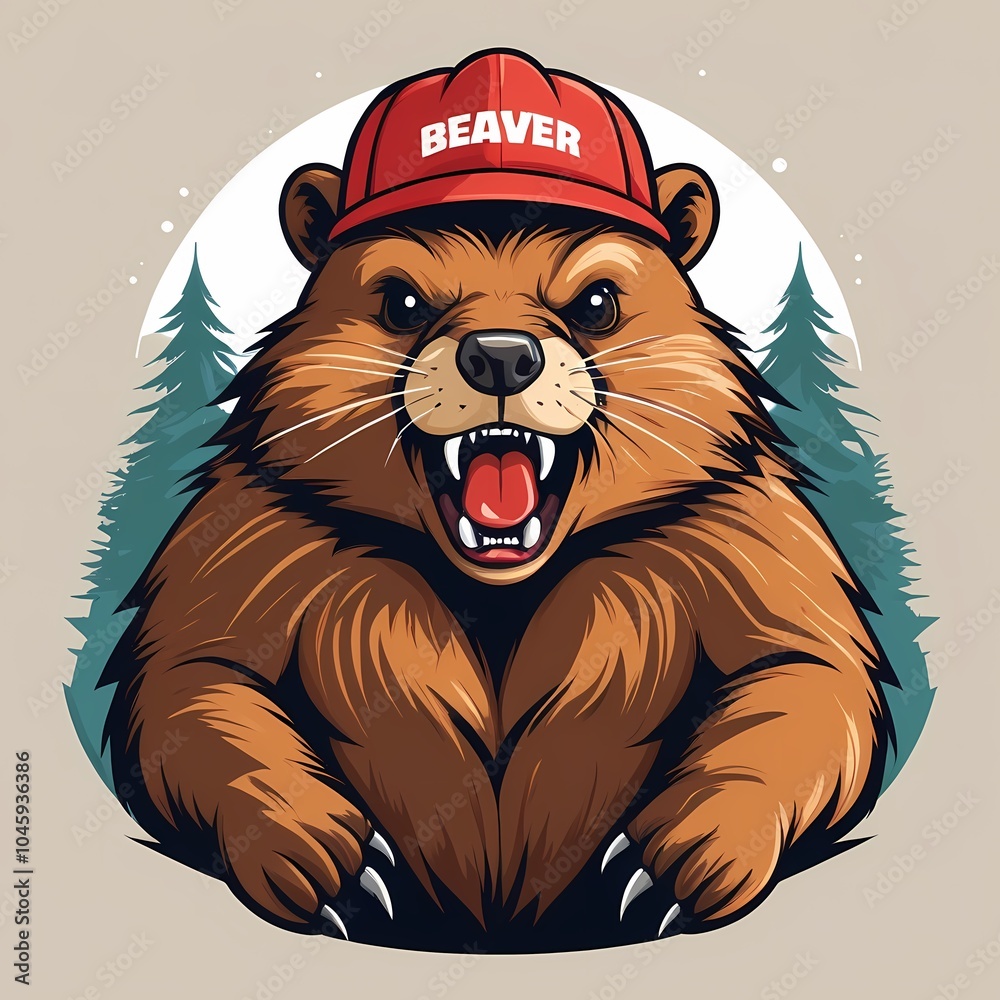 angry beaver vector, angry beaver cartoon, beaver mascot, aggressive ...